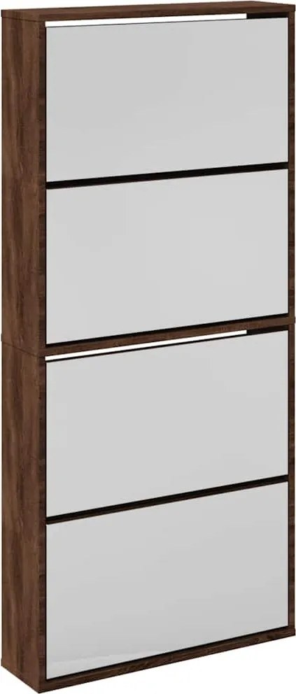 Botník se zrcadlem 4patrový hnědý dub 63 x 17 x 134 cm 3228279