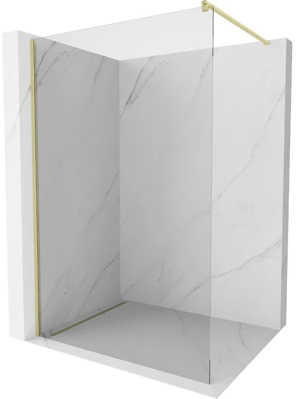 Mexen Kioto, sprchová zástěny typ Walk-In 100 x 200 cm, 8mm čiré sklo, zlatý matný profil, 800-100-101-55-00