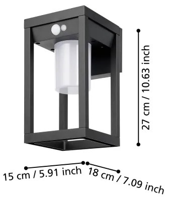Eglo 900804 - LED Solární nástěnné svítidlo se senzorem MARTANO 3,7W/3,7V IP44