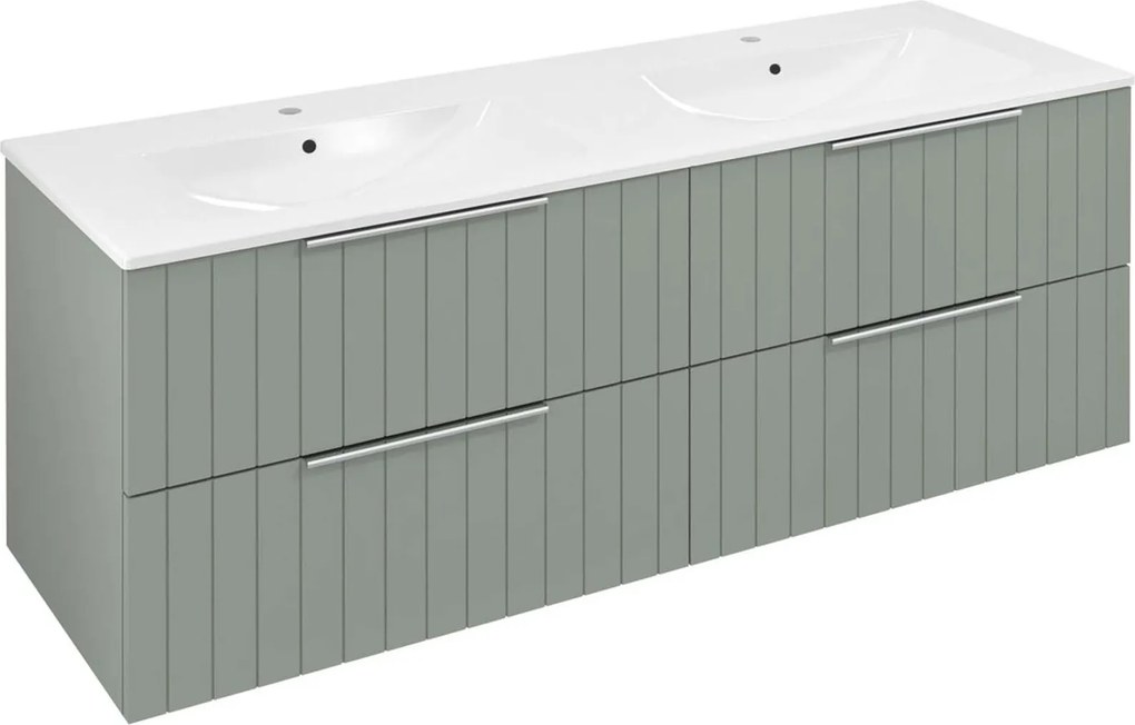 Sapho Cirasa - Umyvadlová skříňka Strip 140x52x46 cm, 4x zásuvka, verde CR141-4444S-21