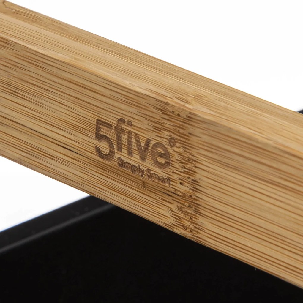 Koupelnový regál na kolečkách BAMBOO, černý, 3patrový