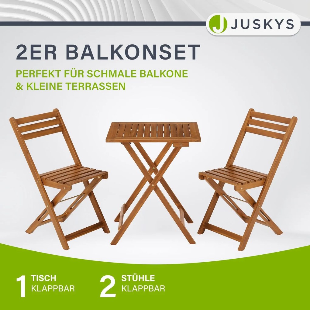 Juskys Balkonový set Bala z akáciového dřeva, 3 díly