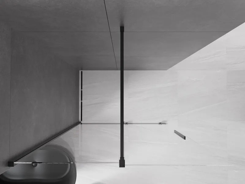 Mexen Velar, posuvné dveře do otvoru typ Walk-In 160 cm, 8mm čiré sklo, černá matná, 871-160-000-03-70