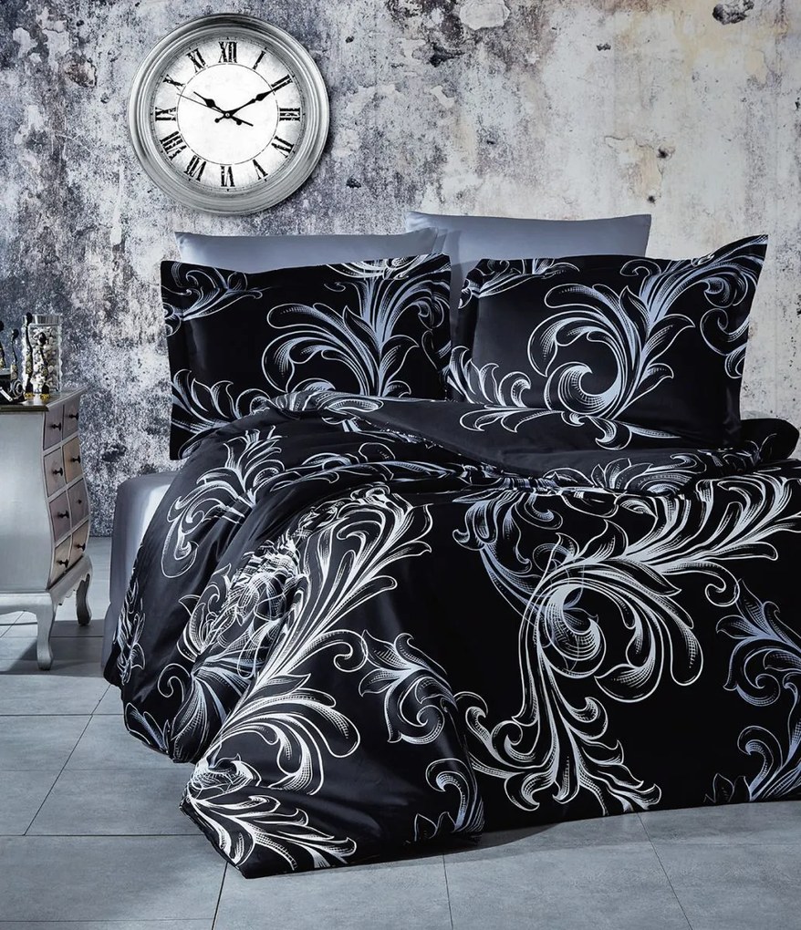 Brotex Povlečení Satén Exclusive Atlantis Black 240x220 /2x70x90cm