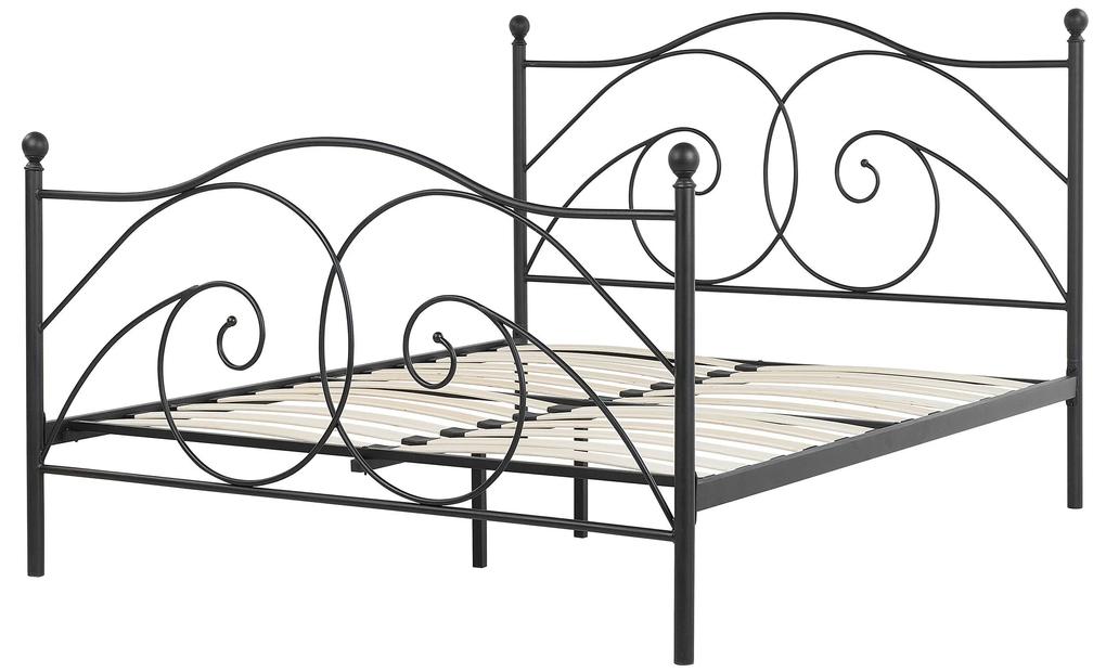 Manželská postel 140 cm DIROU (s roštem) (černá). 1022654