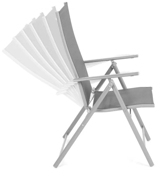 Set zahradních polohovacích židlí se stolkem 3 ks Stříbrná / šedá