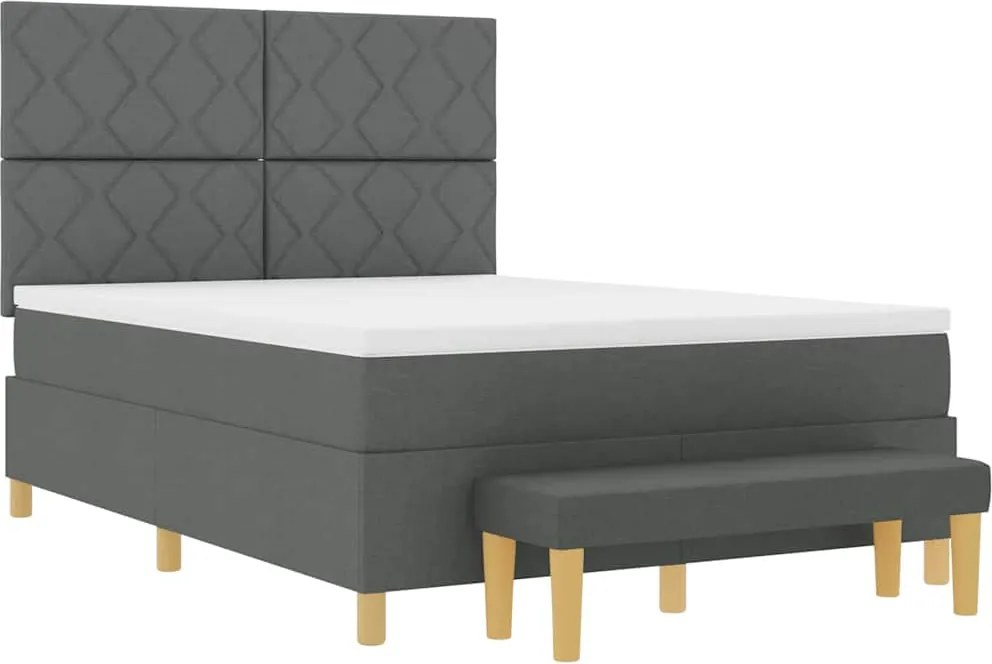 Postel s boxspringem s čelo Tmavě šedá 200 x 140 cm textil 3344381