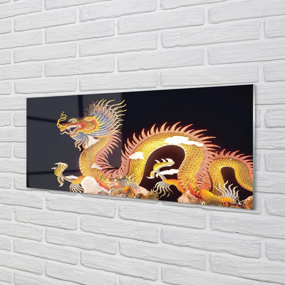 akrylový obraz Golden Japanese Dragon 120x60 cm