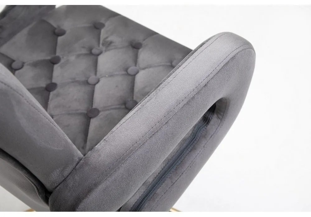 LuxuryForm DESIGN Otočná židle BOSTON VELUR na stříbrné podstavě s kolečky - šedá