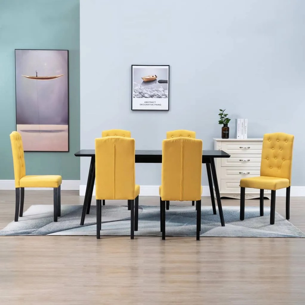 276989 vidaXL Jídelní židle 6 ks žluté textil