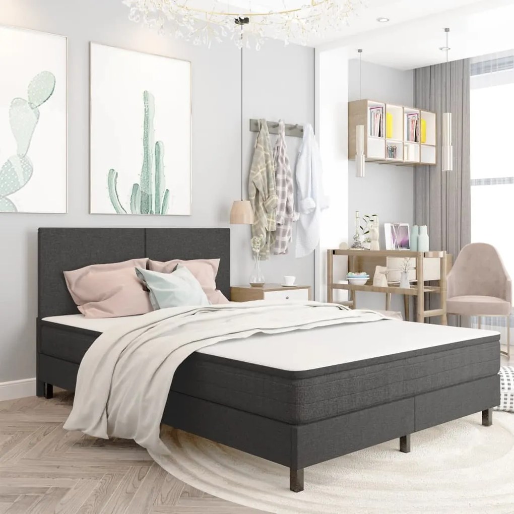 Postel boxspring šedá textil 140 x 200 cm 287456