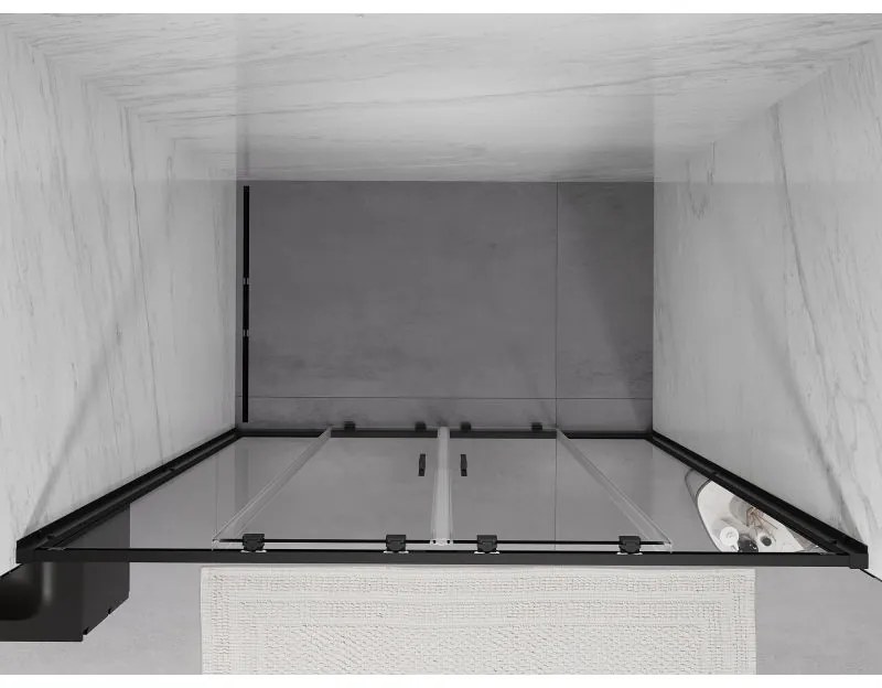 Mexen Exo, 2-křídlé posuvné 130x200 cm, 6mm čiré sklo, černý profil, 8152-130-000-70-00