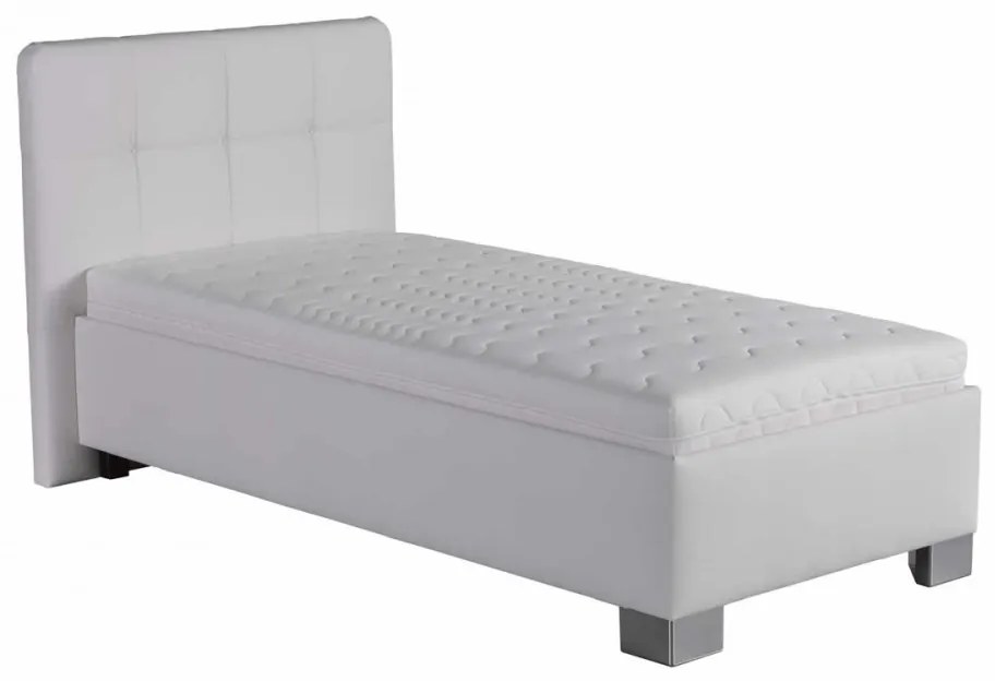 Čalouněná postel s úložným prostorem Kelly, 90x200, bílá BLANÁŘ