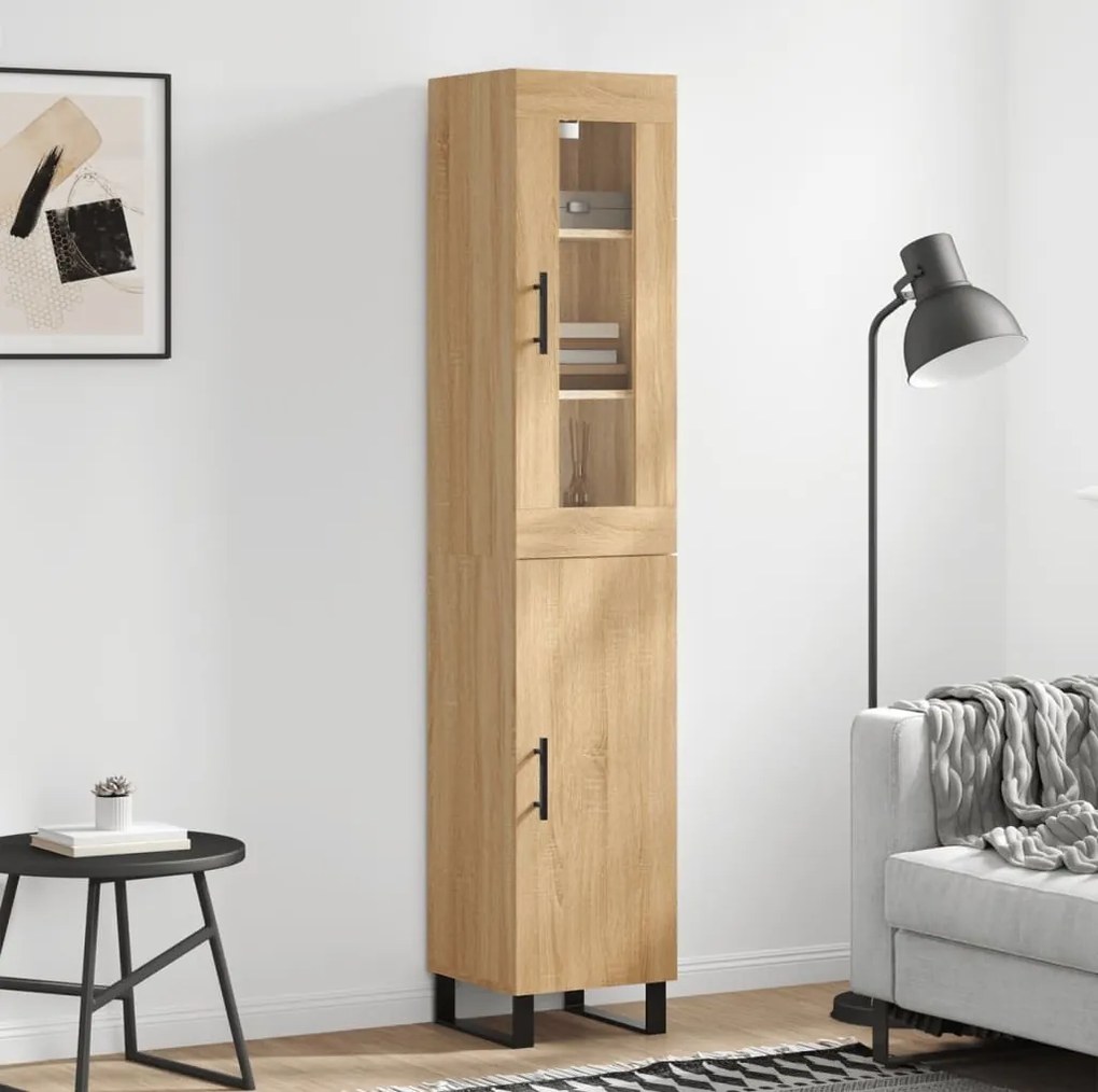 vidaXL Skříň highboard 34,5 x 34 x 180 cm kompozitní dřevo [3199195] Barva: hnědý dub