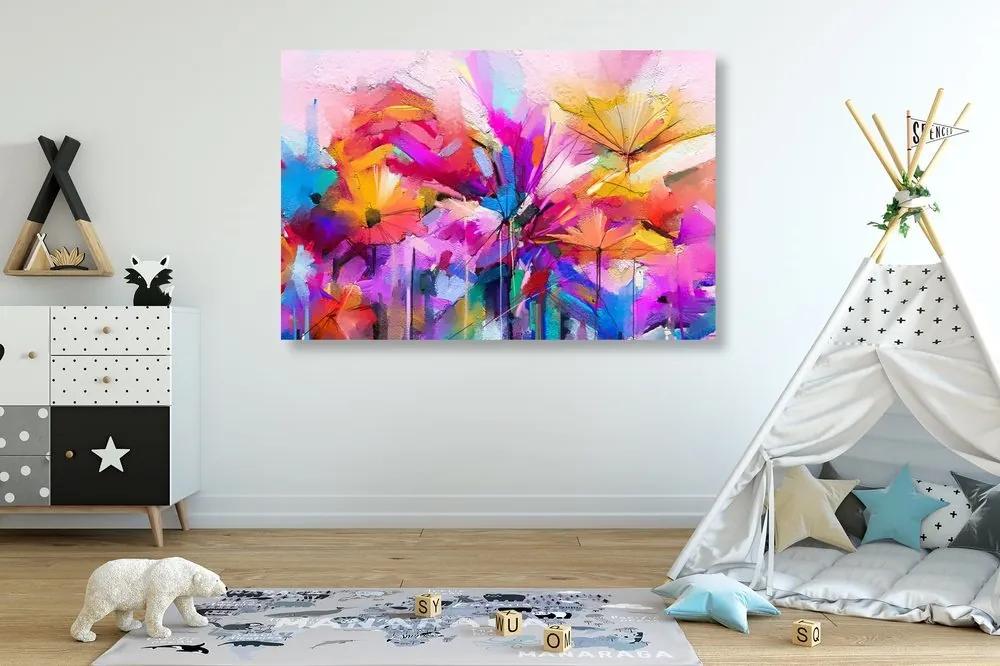 Obraz abstraktní barevné květy - 60x40 cm