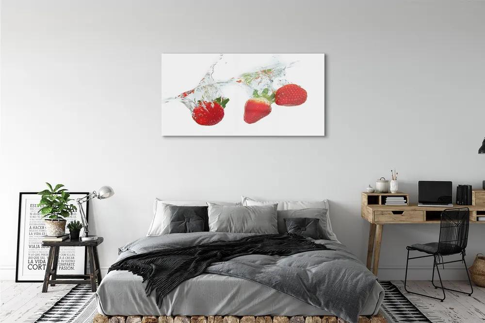 akrylový obraz Water Strawberry bílé pozadí 125x50 cm