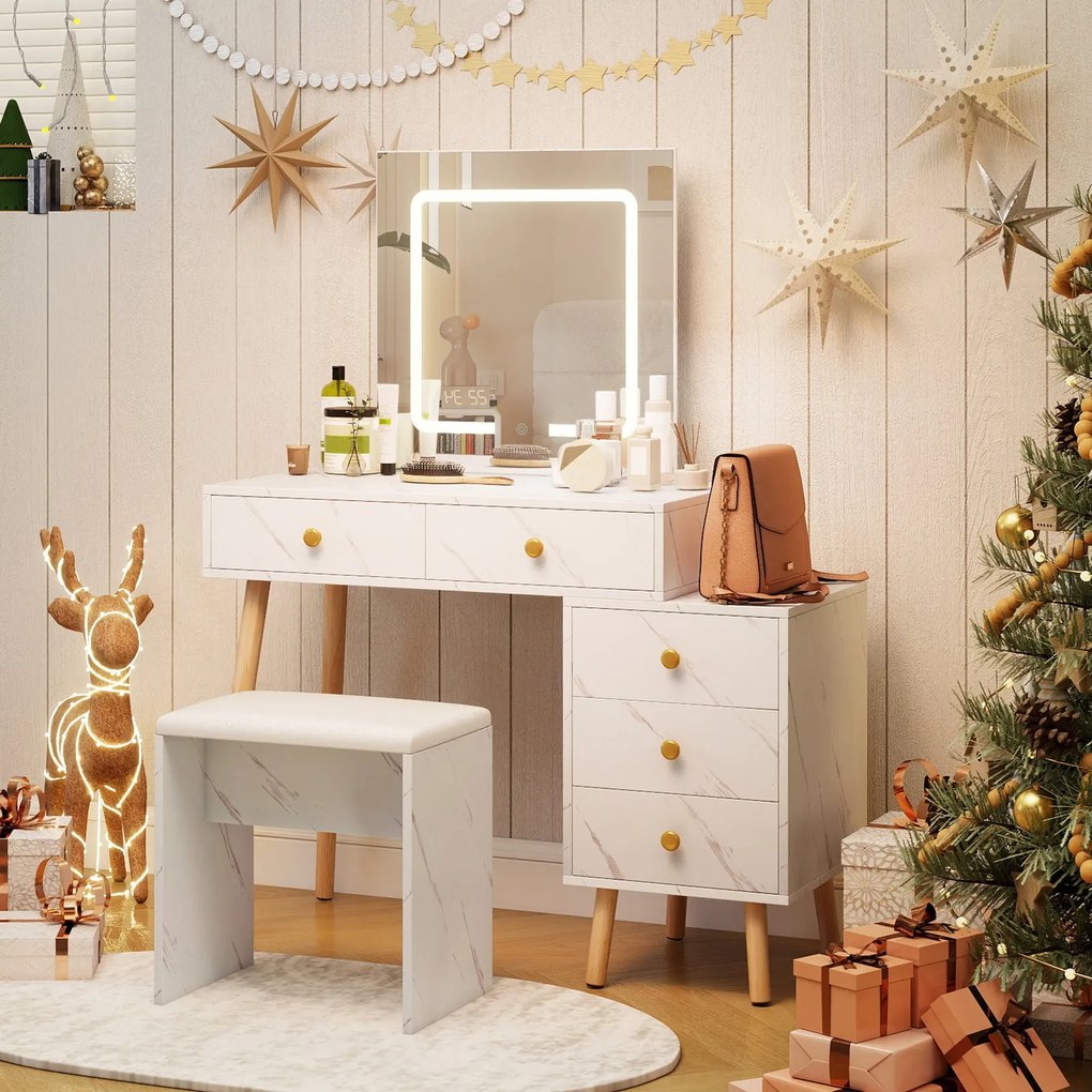 Costway Toaletní stolek se zrcadlem a osvětlením Make-up set s 3 světelnými