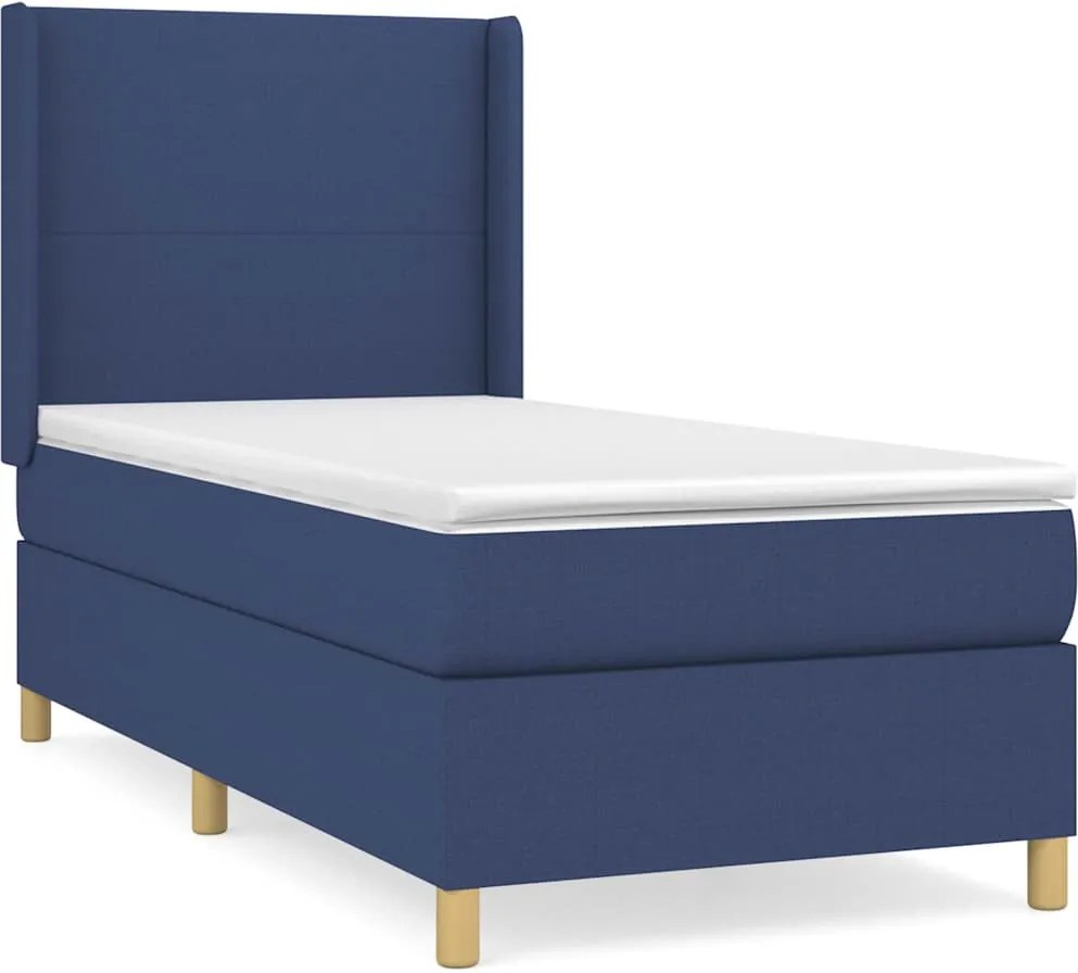 Box spring postel s matrací modrá 90x200 cm textil 3131807