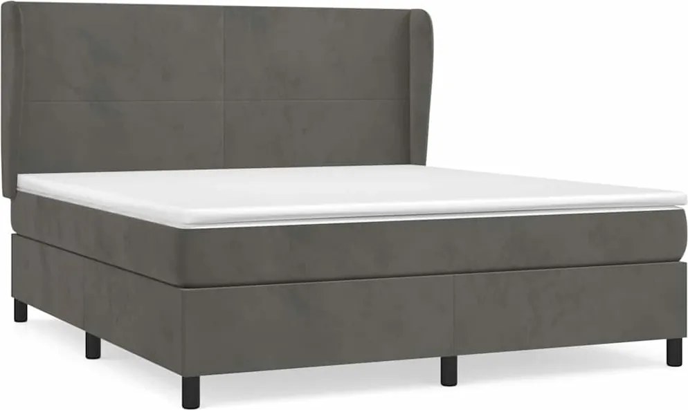 Box spring postel s matrací tmavě šedá 160x200 cm samet 3129100