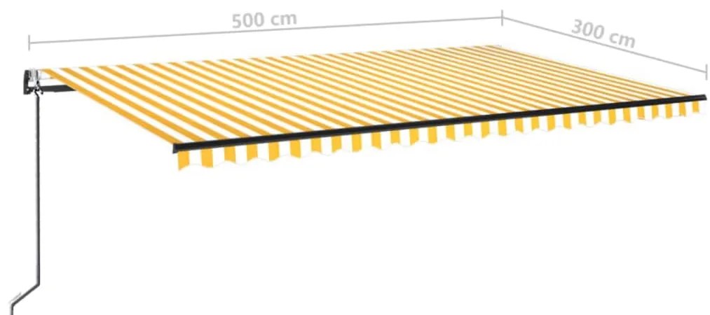 vidaXL Marketos Automatická zatahovací markýza 500 x 300 cm žlutobílá