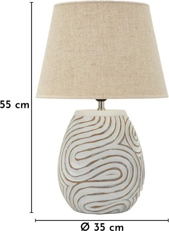 Krémová stolní lampa z polyresinu s textilním stínidlem (výška 55 cm) Oblix – Mauro Ferretti