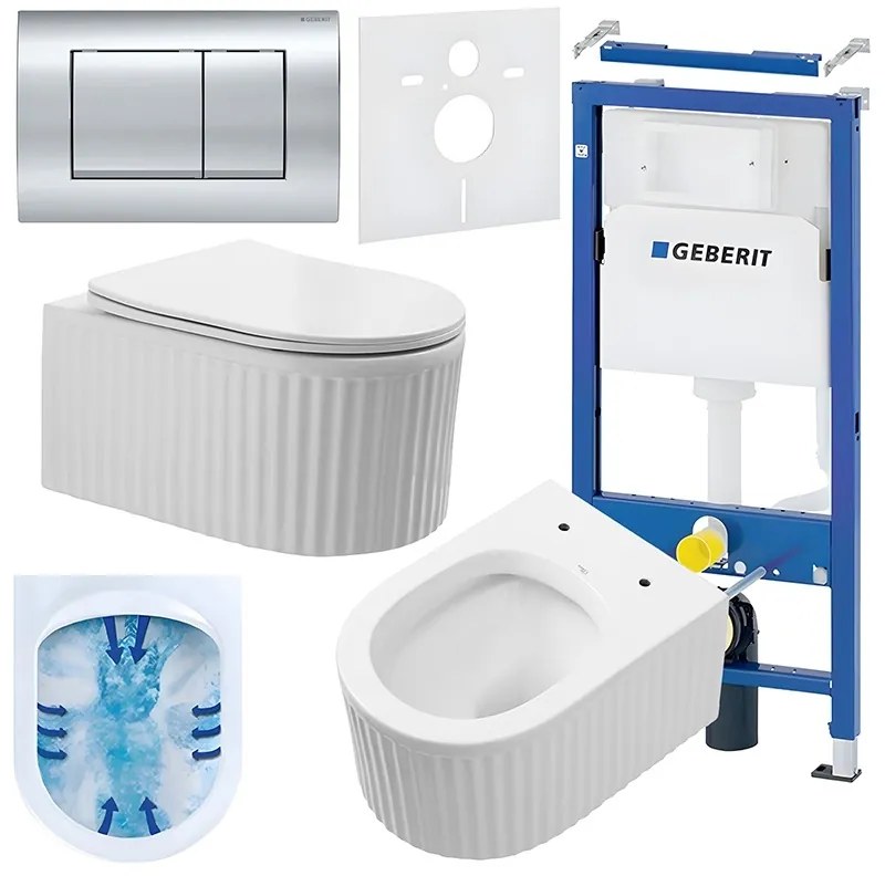 BPS-koupelny Podomítkový modul Geberit DuoFix s WC mísou LA-WH-RIM-03 + ovládací tlačítko Delta 30 chrom