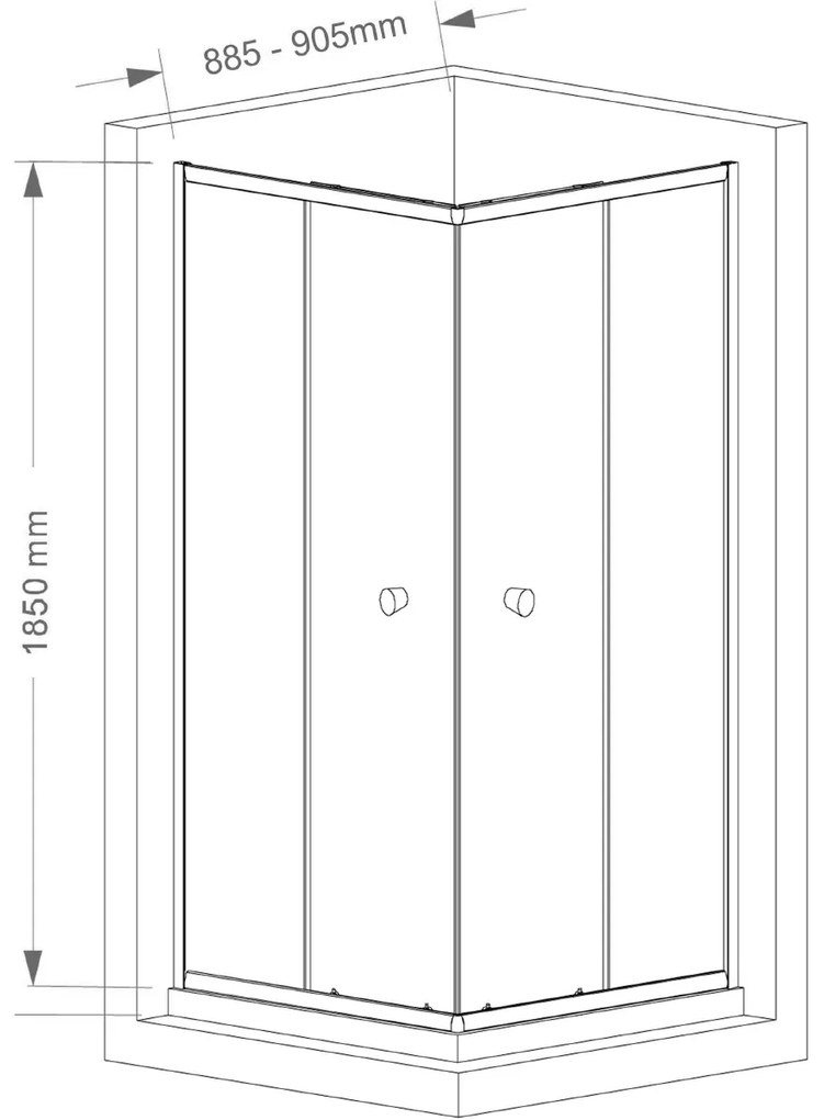Aqualine Aqualine, AGGA čtvercová sprchová zástěna 900x900mm, čiré sklo, HLF909Y