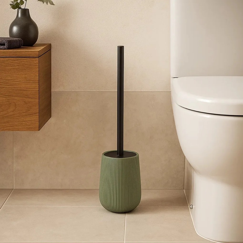 WC kartáč Stripe, zelená/s černými prvky