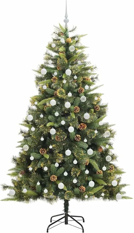 Umělý sklopný vánoční stromeček s kužely Zelená 210 cm 3395101