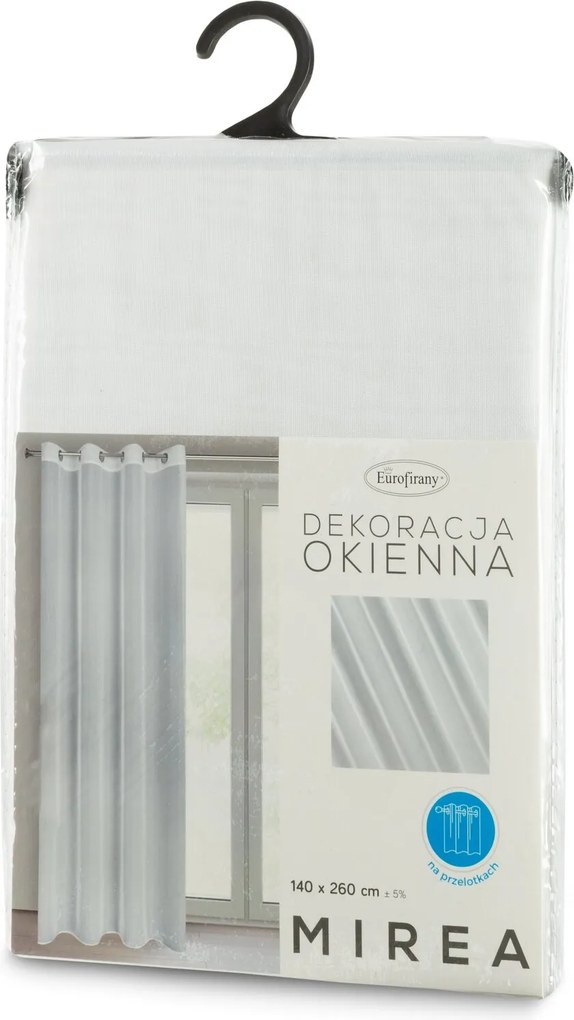 ZÁCLONA NA KROUŽCÍCH MIREA 140X260 CM BÍLÁ