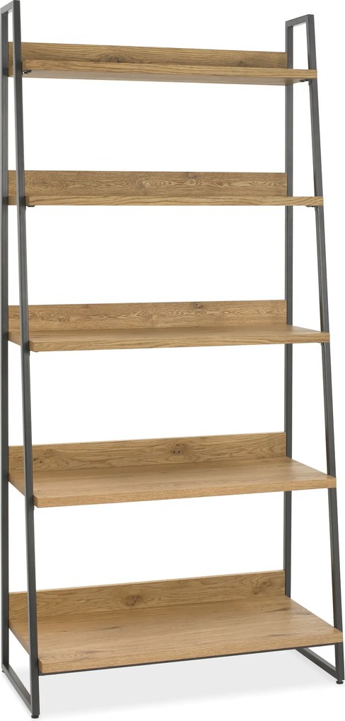 Knihovna Indus 90 cm z masivu dub přírodní/grafit