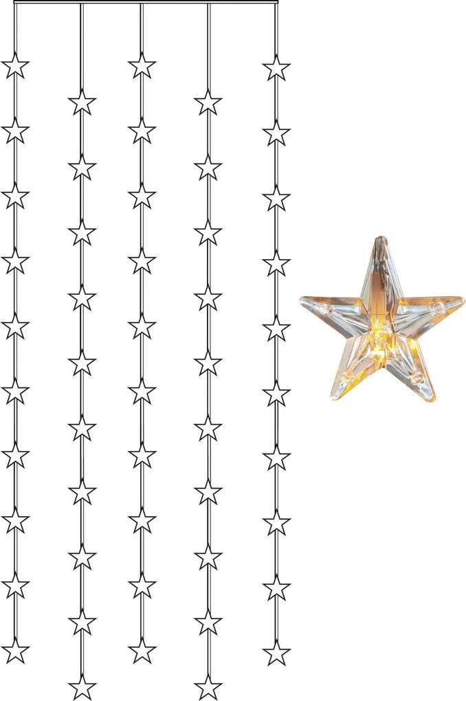 STAR TRADING Světelný LED závěs Star Curtain 90 × 200 cm, stříbrná barva, čirá barva, plast