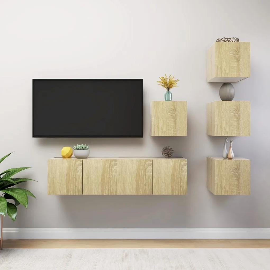 vidaXL 6dílný set TV skříněk dub sonoma kompozitní dřevo