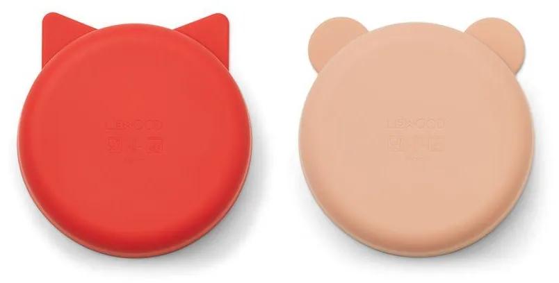 LIEWOOD Silikonová miska Vanessa Apple Red/ Tuscany Rose Červená (kočka), červená barva, růžová barva