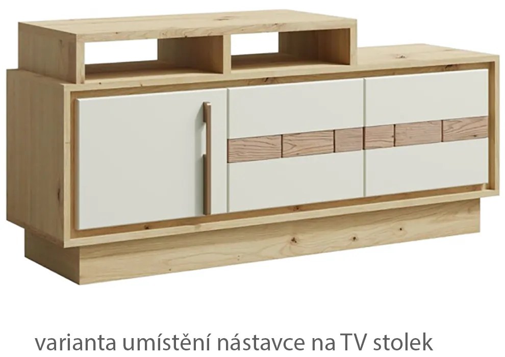 KEKS | TV stolek K4 | 130 cm | artisan/kašmír/dřevo dub