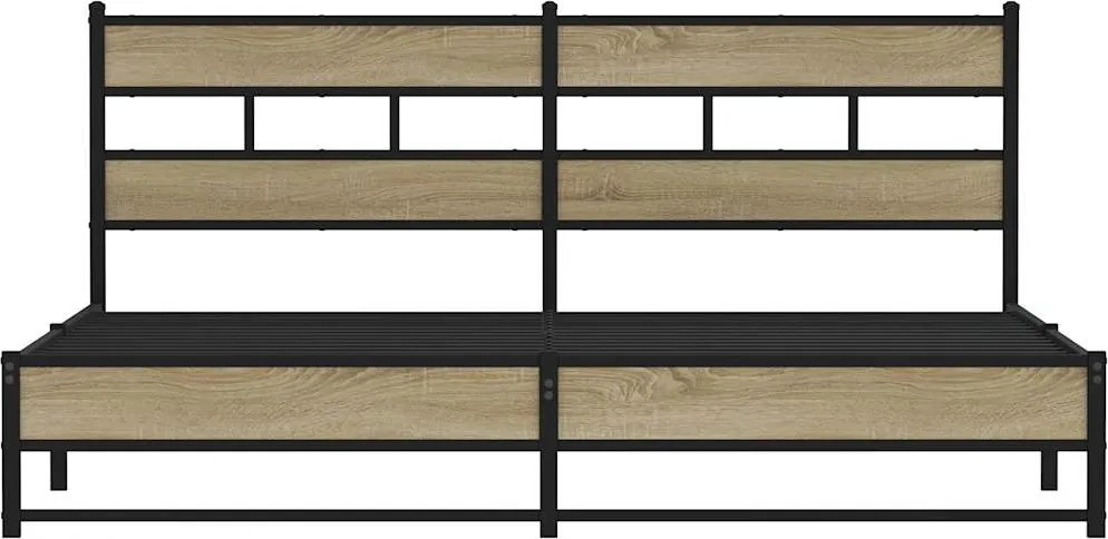 Kovový rám postele bez matrace dub sonoma 200 x 200 cm 3308502