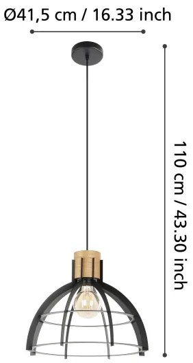 Eglo 43769 - Lustr na lanku STILLINGTON 1xE27/40W/230V černá