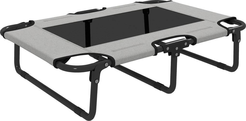 PawHut Vyvýšená Skládací Postel pro Psy - Outdoor Běžecká Postel s Prodyšným Síťovým Designem pro Malé a Střední Psy, Světle Šedá Oxford 75 x 51 x 18…