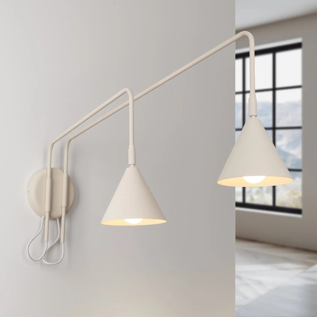 Sollux Lighting Nástěnné svítidlo NOX 2 béžové s vypínačem