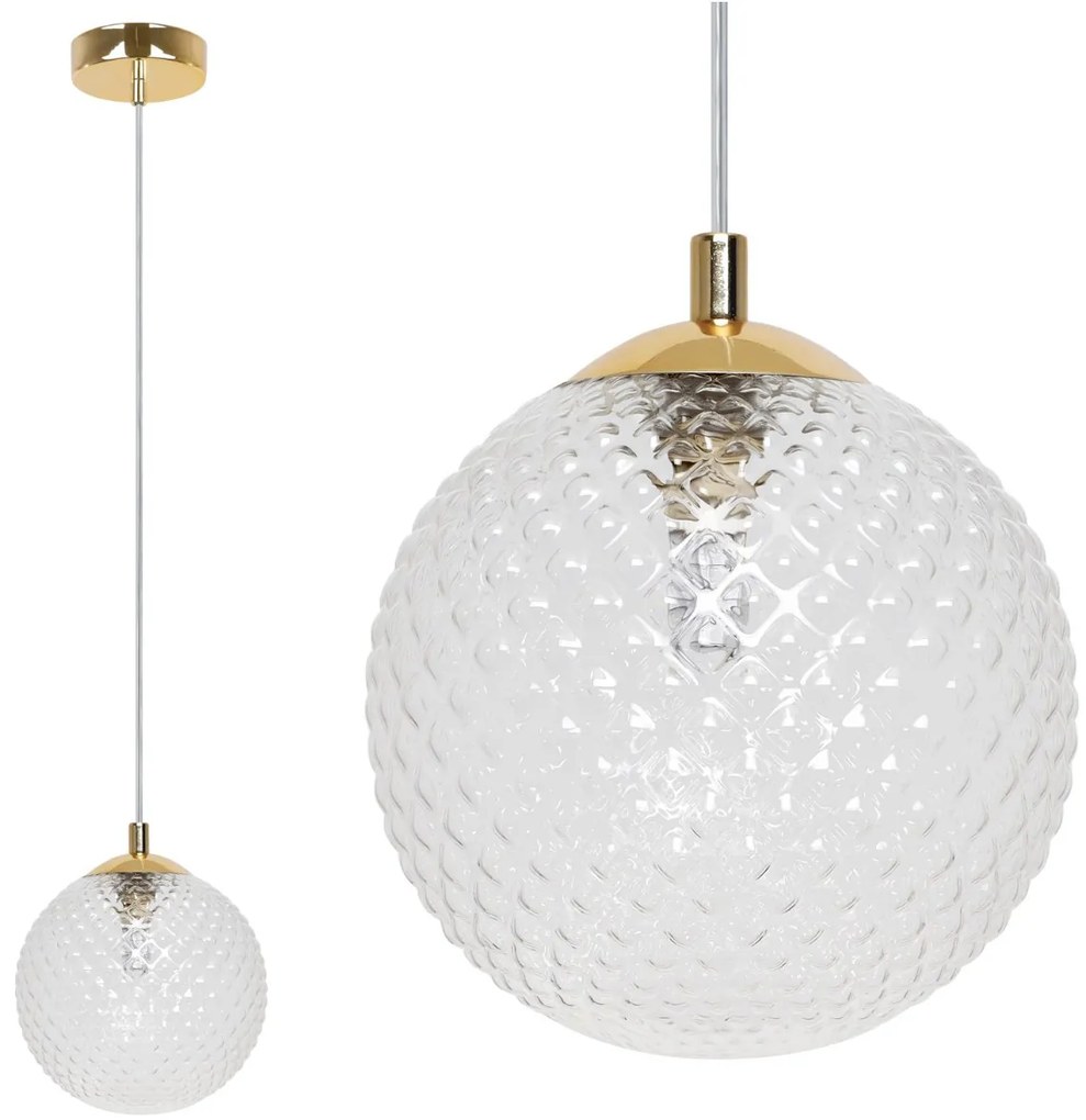 Závěsné svítidlo Cannes, 1x čiré skleněné stínítko (fi 15 cm), G