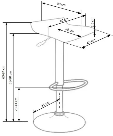 Barová židle 84x40 cm černá/chrom