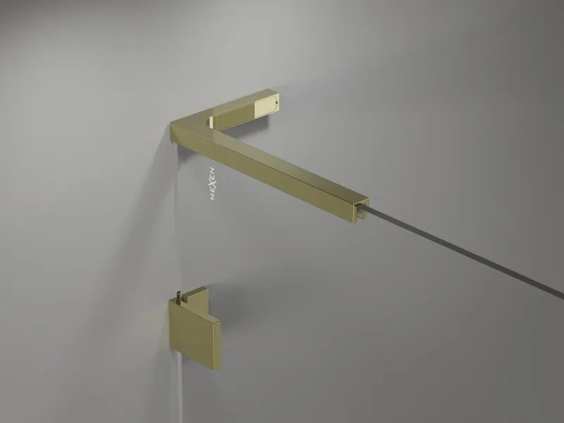 Mexen Lunar-B L výklopný sprchový kout pravý 100 x 80 cm, čiré sklo, zlatá lesklá, 832L-100-080-50-00-P