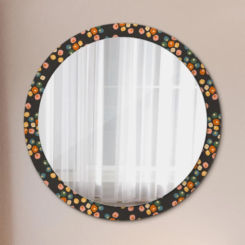 Kulaté dekorativní zrcadlo Květinové tečky fi 100 cm