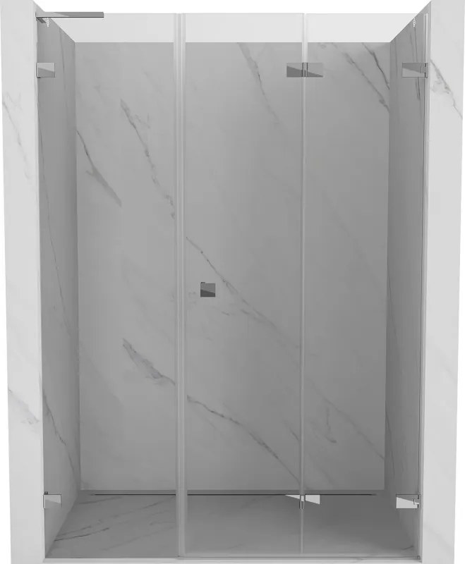 Mexen Lunar-F, L pravé sklápěcí sprchové dveře 135 cm, čiré sklo, chromový profil, 836SL-135-050-01-00-P