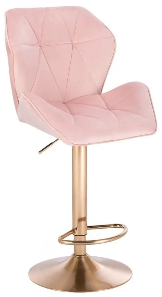 LuxuryForm DESIGN Barová židle MILANO MAX VELUR na zlaté kulaté podstavě - světle růžová