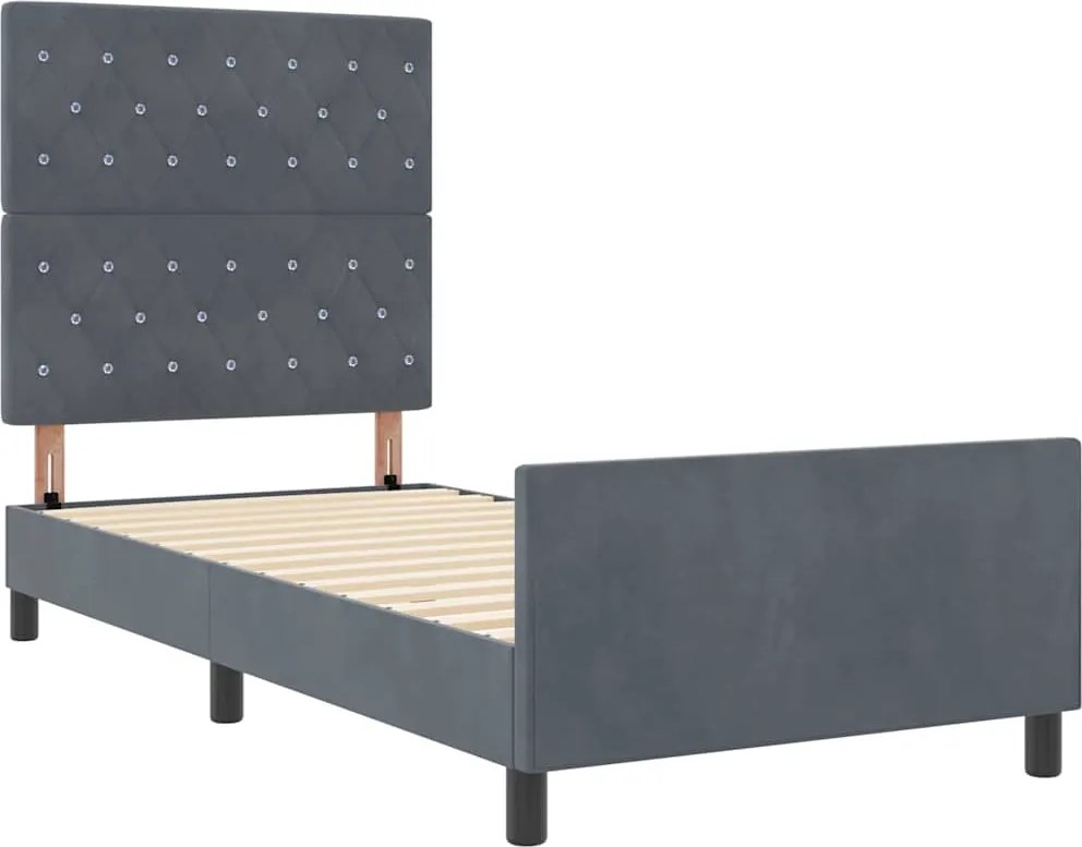 Postel s boxspringem s čelo Tmavě šedá 90 x 200 cm samet 3344850