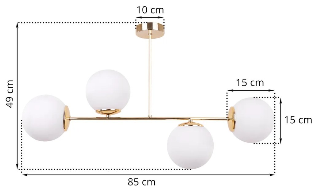 Stropní svítidlo Florence, 4x bílé skleněné stínítko, g, n
