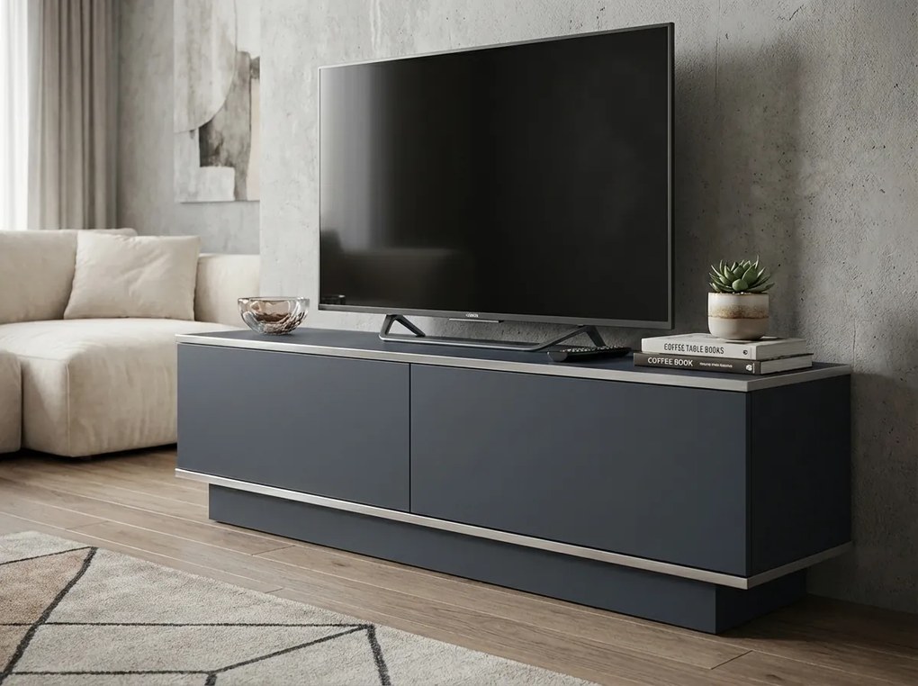TV stolek ALVIN 135 cm, antracit/stříbrná