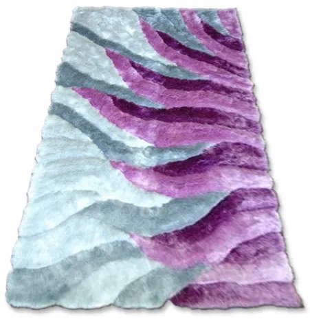 Makro Abra  Kusový koberec SHAGGY 3D - 202 stříbrný fialový 140 x 190