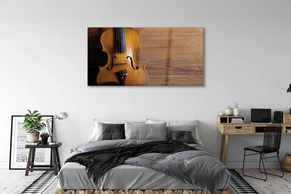 akrylový obraz Housle na dřevo 140x70 cm